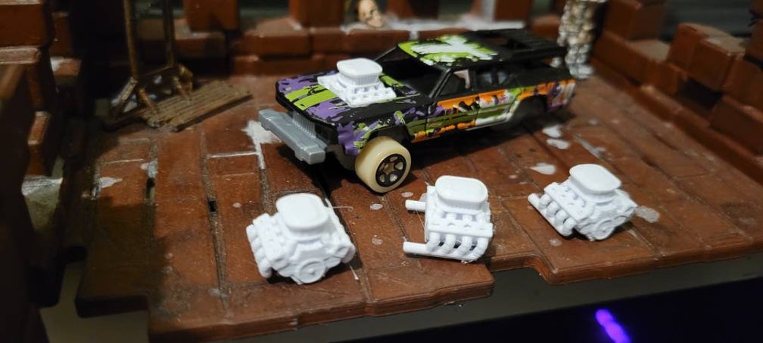 White Drop in Engines for 1/64 Scale.3d Printed. 4 Items All Together ...