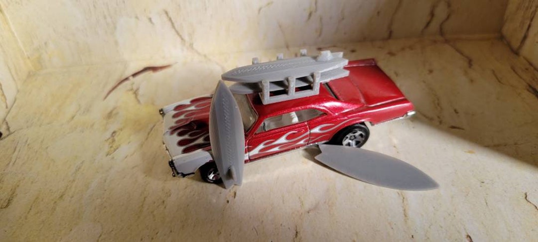 Mad Max, Gaslands, 4 Surfboards, and 2 Mounting Racks 3d Printed. 1/64 ...