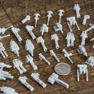 Tiny Weapons Pack Ver 2 Gray 3d Printed Over 40 Items. 19 to 22 Mm Long ...