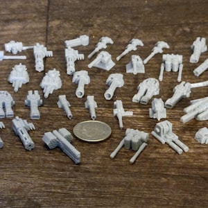 Tiny Weapons Pack Ver 2 Gray 3d Printed Over 40 Items. 19 to 22 Mm Long ...