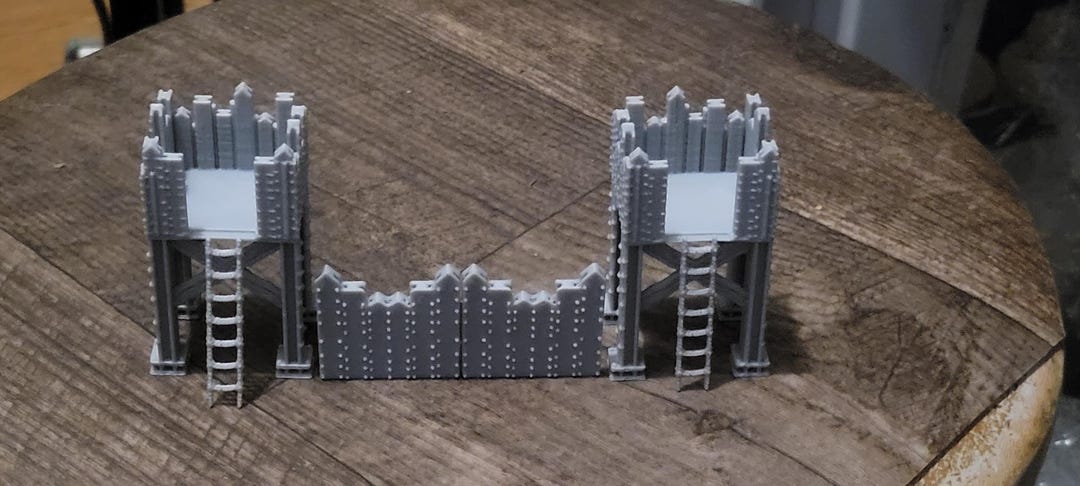 Two Metal Looking Guard Towers With Gate and Two Ladders for 1/64 Scale ...