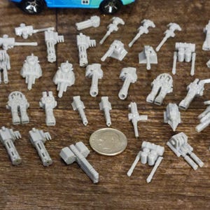 Tiny Weapons Pack Ver 2 Gray 3d Printed Over 40 Items. 19 to 22 Mm Long ...