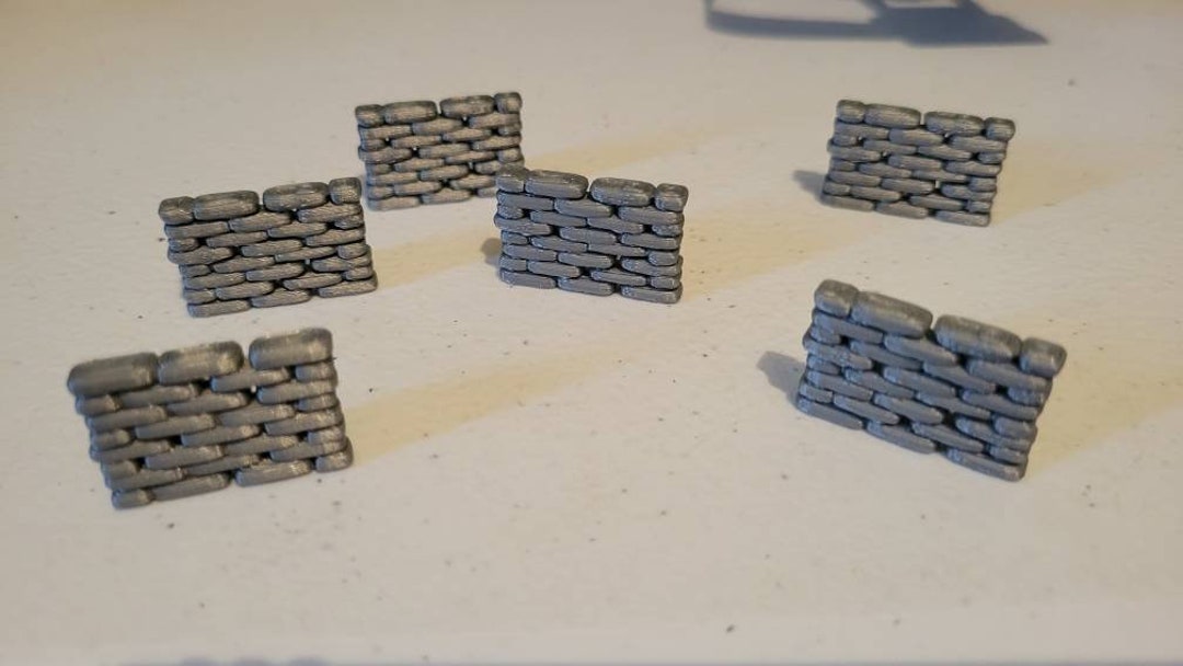 Stone Wall Set for 1/64 Scale. Silver 3d Printed. 6 Items All Together ...