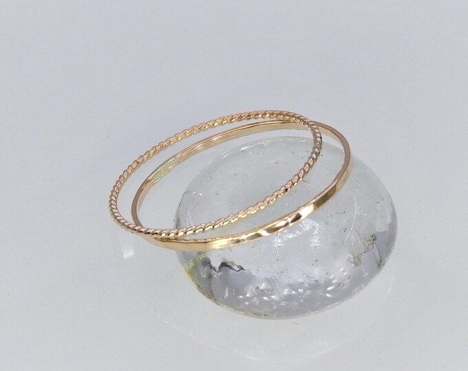 14K Solid Gold Stacking Rings, High Polished 0.81mm Wide Solid 14K Gold ...