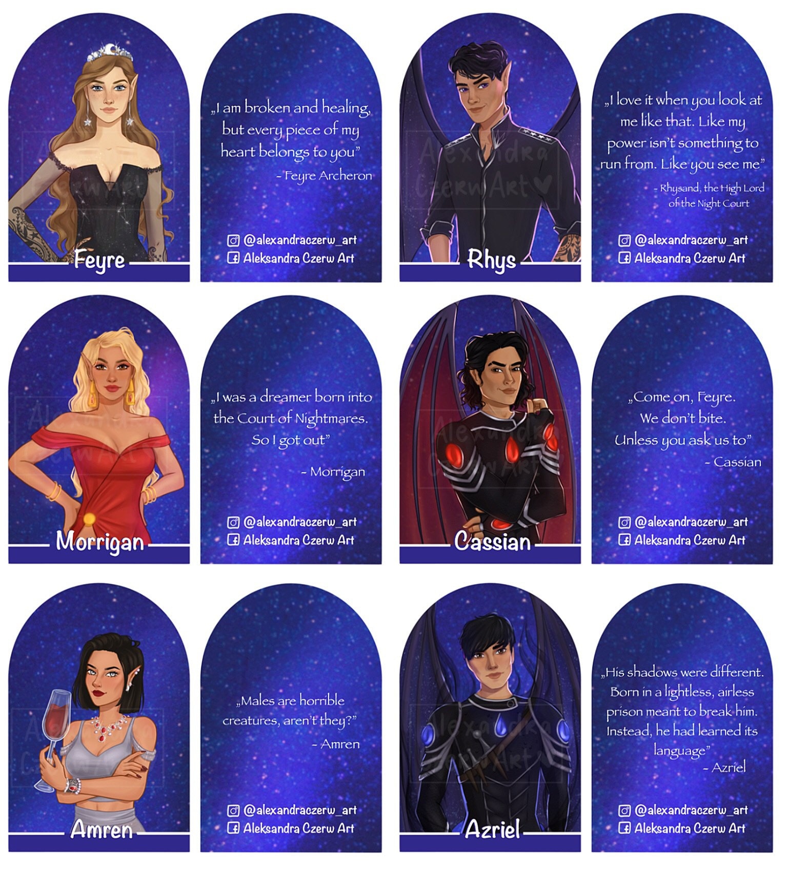 Feyre Rhys Morrigan Amren Azriel Cassian Tamlin Lucien | Etsy