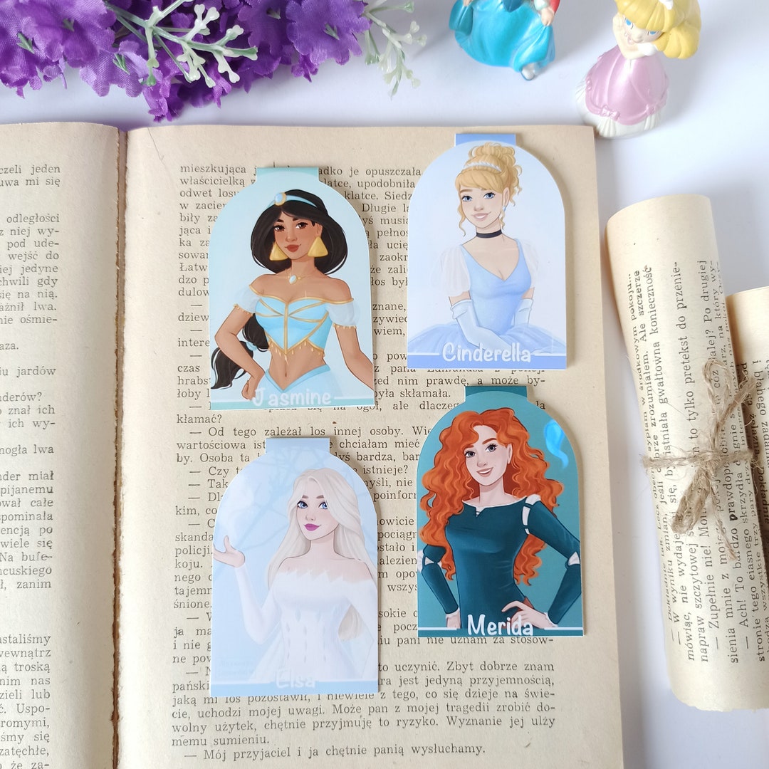 Magnetic Bookmarks (elsa FROZEN, Cinderella, Merida BRAVE, Jasmine ...
