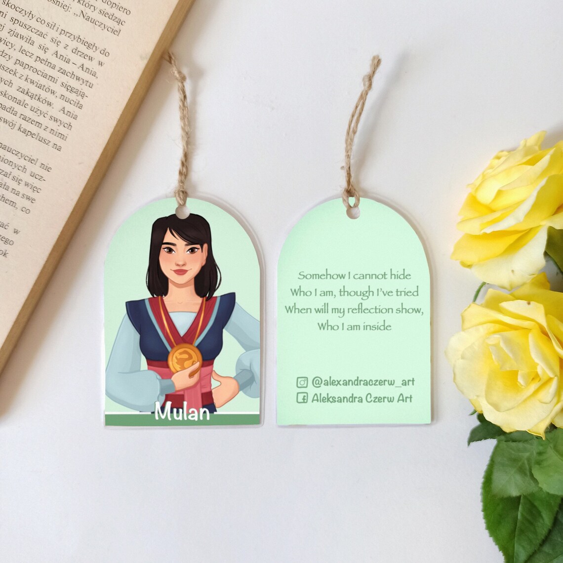 Belle Tiana and Mulan Laminated Paper Bookmark Bookshelf | Etsy