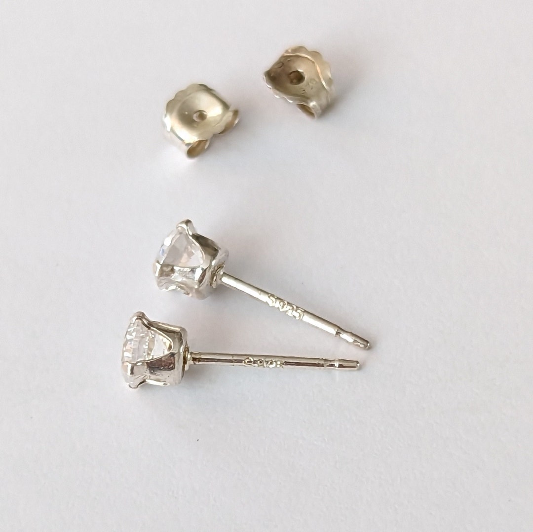 Silver Stud Earrings Tiny 4mm Vintage Sterling Silver. Small Silver ...