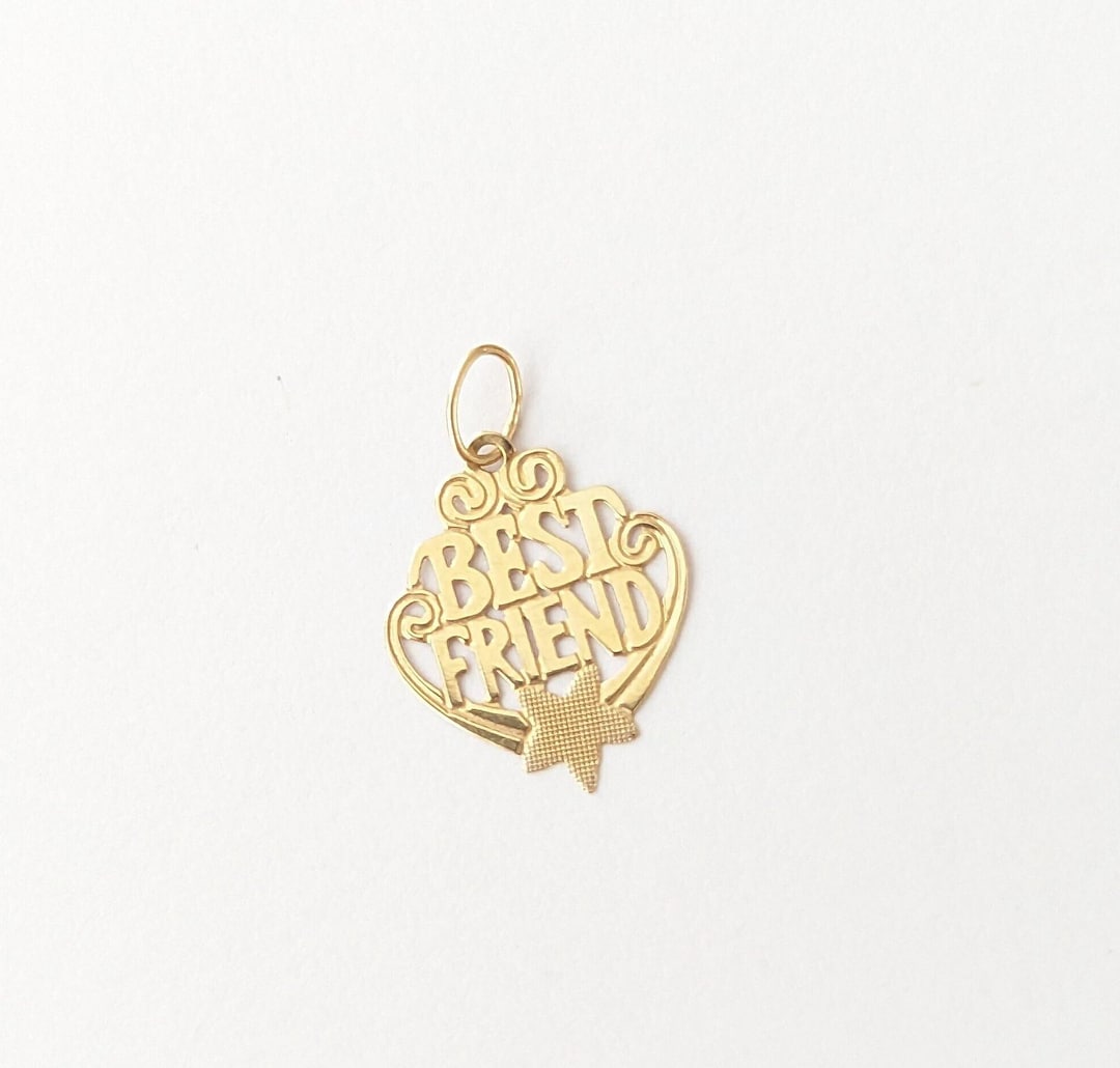 14K Solid Gold Best Friend Pendant With Star Design. Vintage 14k Yellow ...