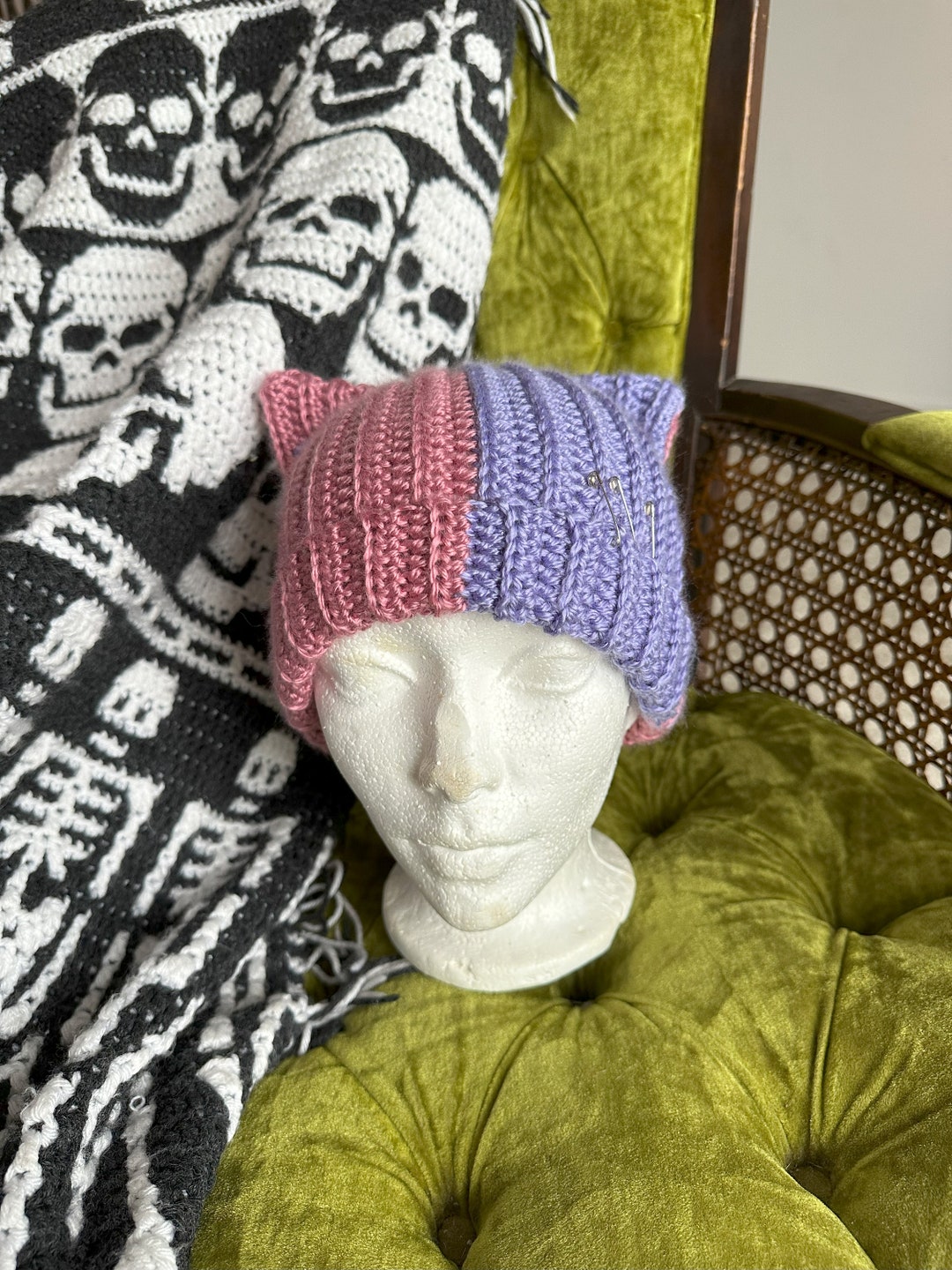 Crochet Kitty Toque, Cat, Hat, Beanie, Handmade, Knit, Gift, Fall ...