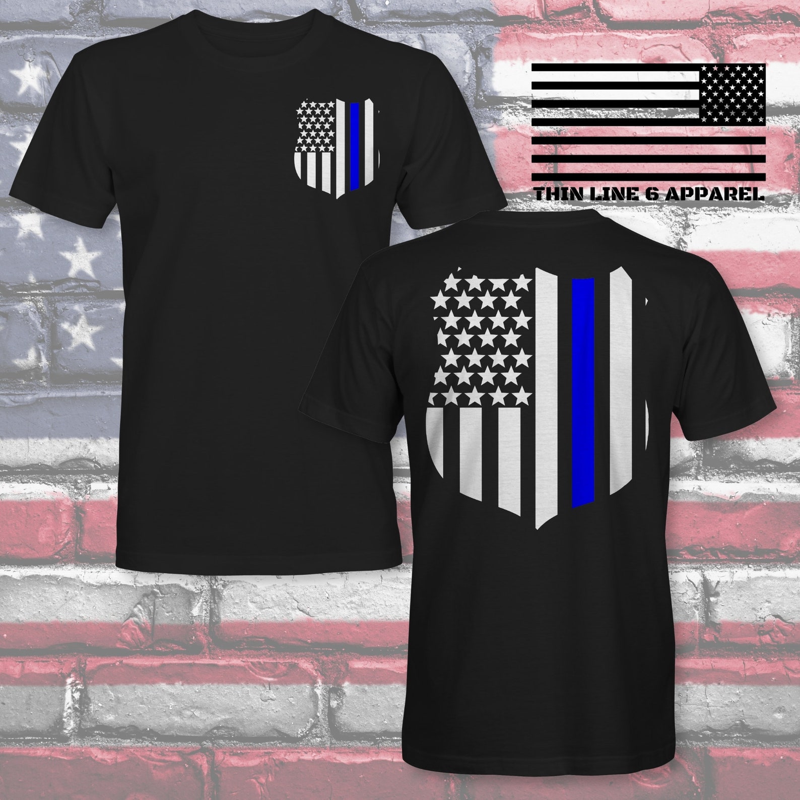 Police Badge T Shirt Thin Blue Line Law Enforcement - Etsy