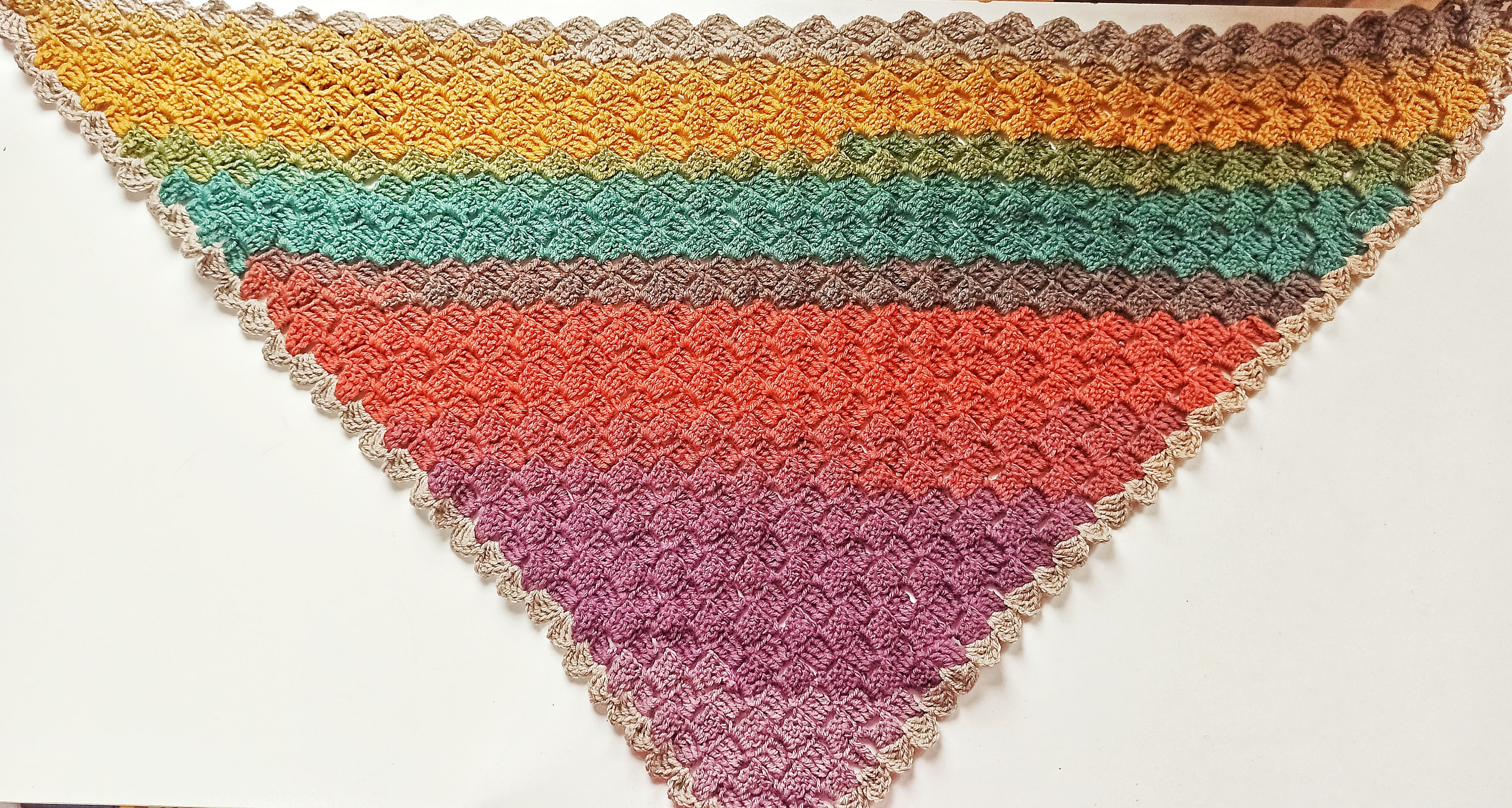 Crochet C2C Triangle Shawl Pattern, Easy Beginner Tutorial (PDF ...