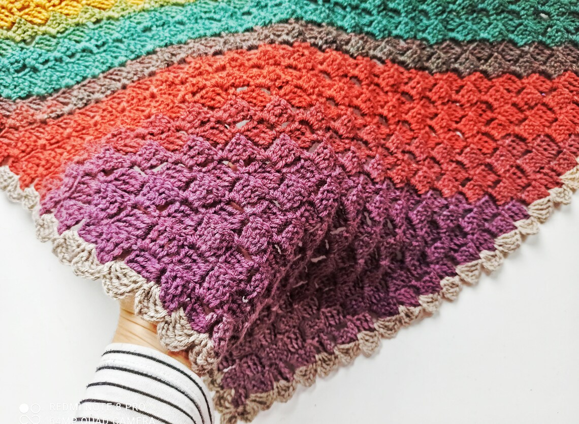 Crochet C2C Triangle Shawl Pattern, Easy Beginner Tutorial (PDF ...