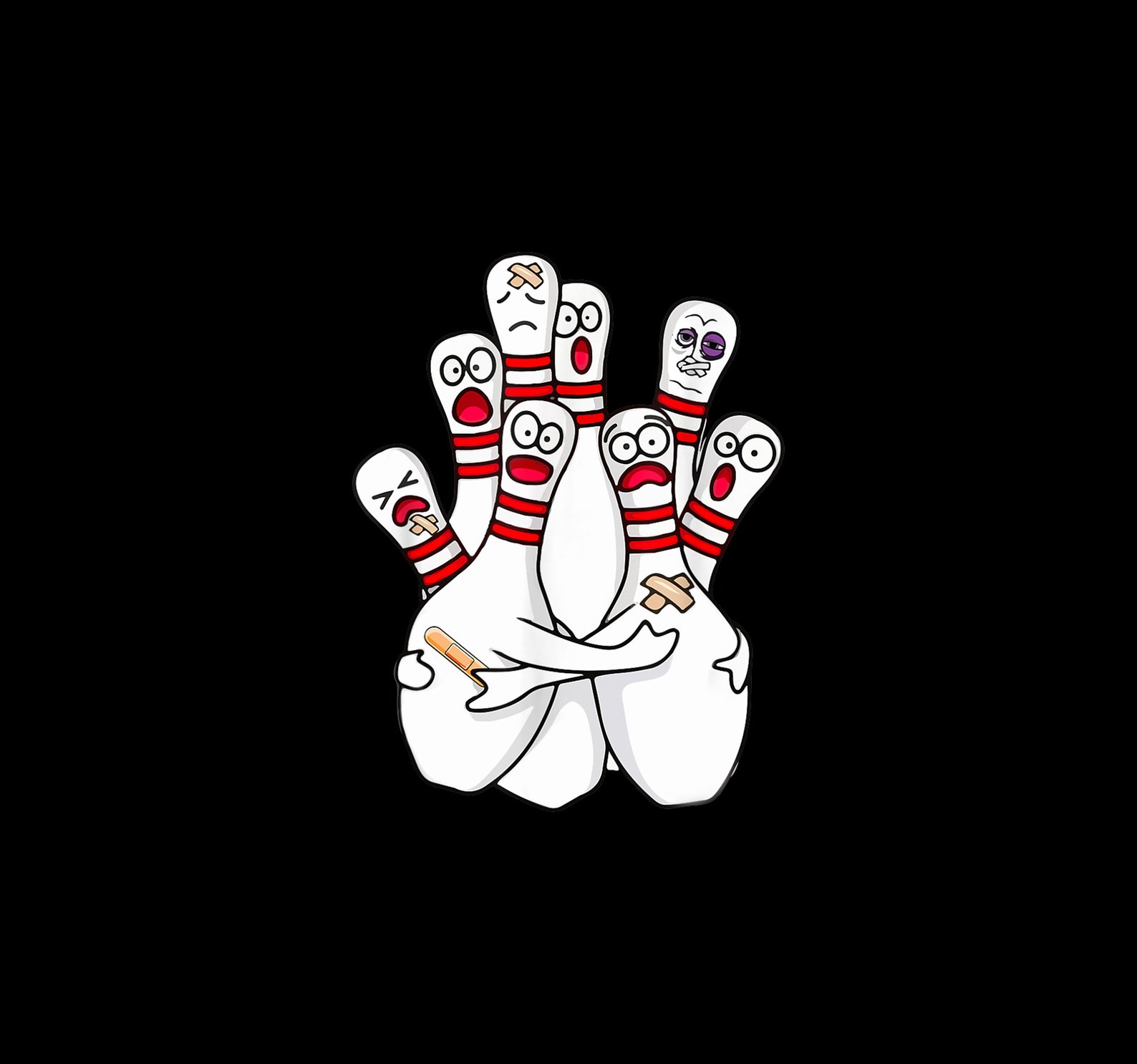 Cartoon Bowling Scared Bowling Pins Funny Sport Bowler Digital - Etsy UK