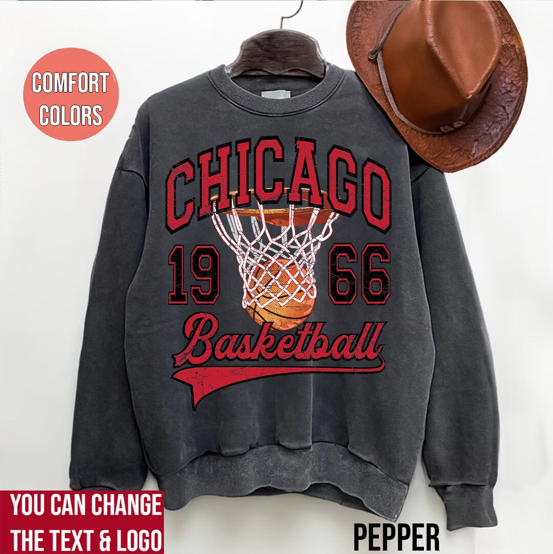 Comfort Colors Chicago Basketball Sweatshirt, Chicago Basketball Shirt ...