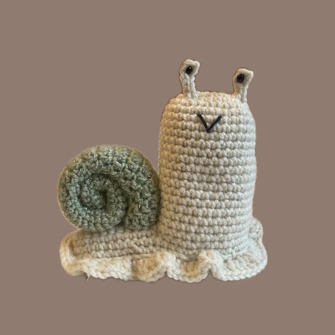 Handmade Crochet Snail Plushie, Cute Amigurumi Soft Toy, Kawaii Crochet ...