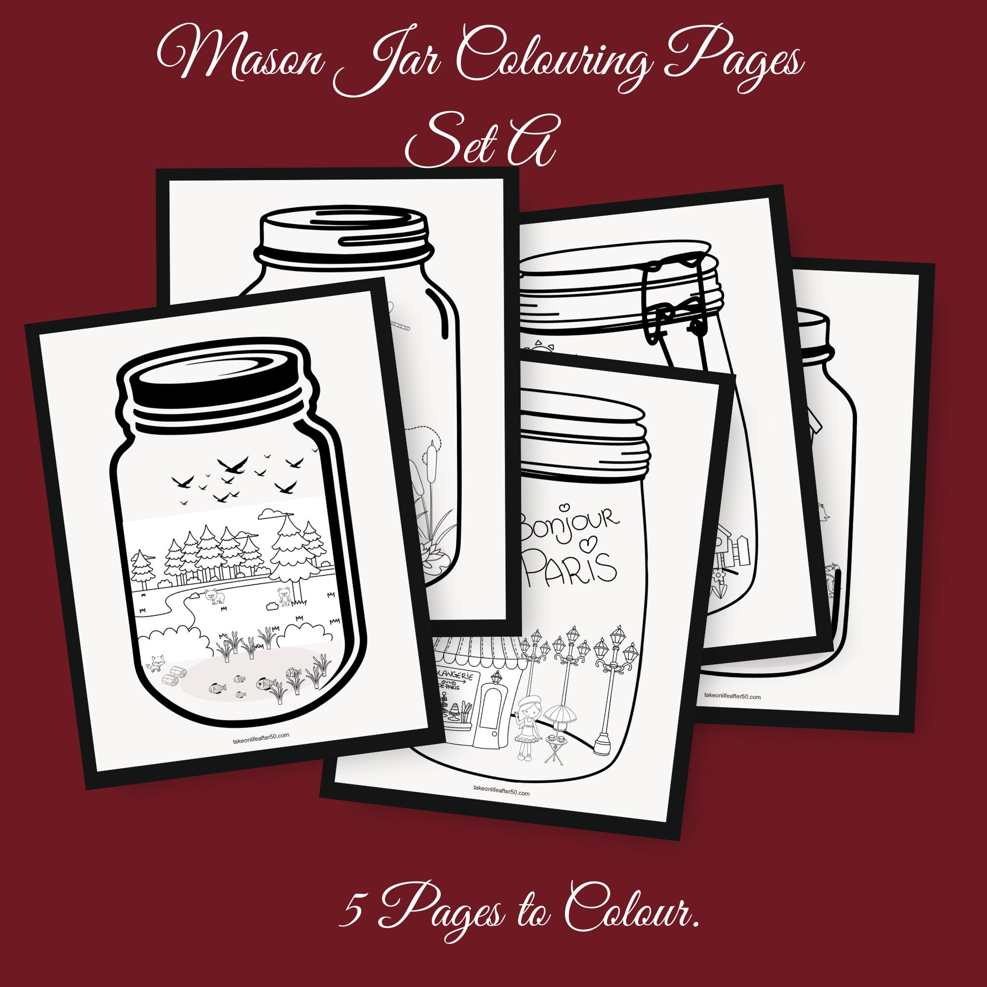 Mason Jar Colouring Pages | Printable Colouring Pages | Scenic ...