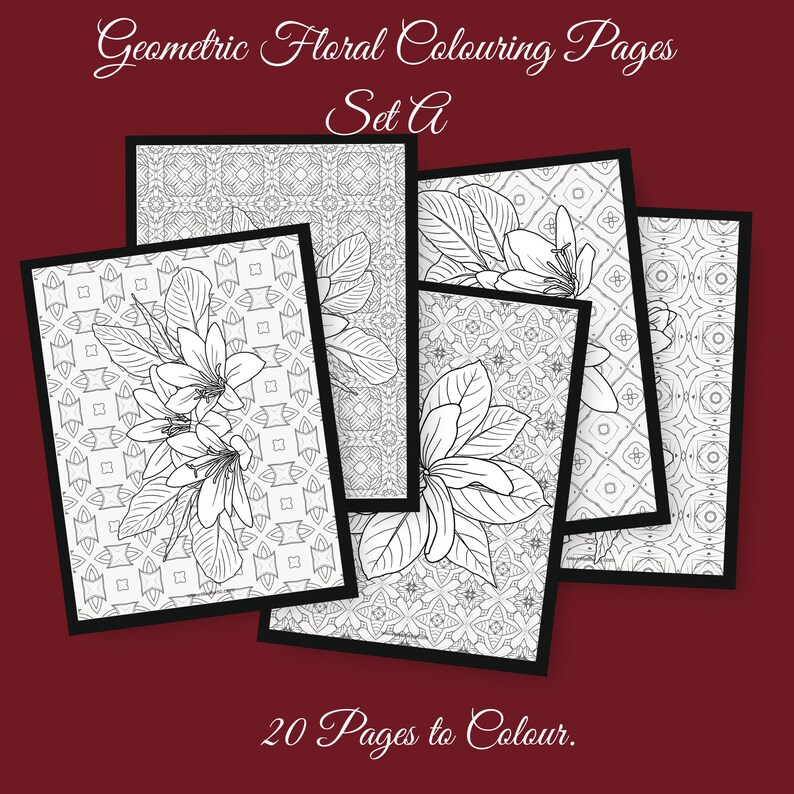 Geometric Floral Colouring Pages Flowers Geometric Pages Mindfulness ...