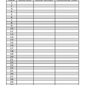 Word Tracker | Nanowrimo Tracker | Printable Word Tracker | Monthly ...