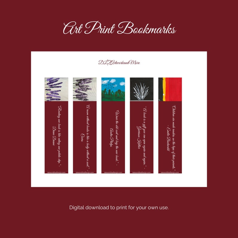 Art Print Bookmarks Printable Bookmarks Reading Quotes - Etsy