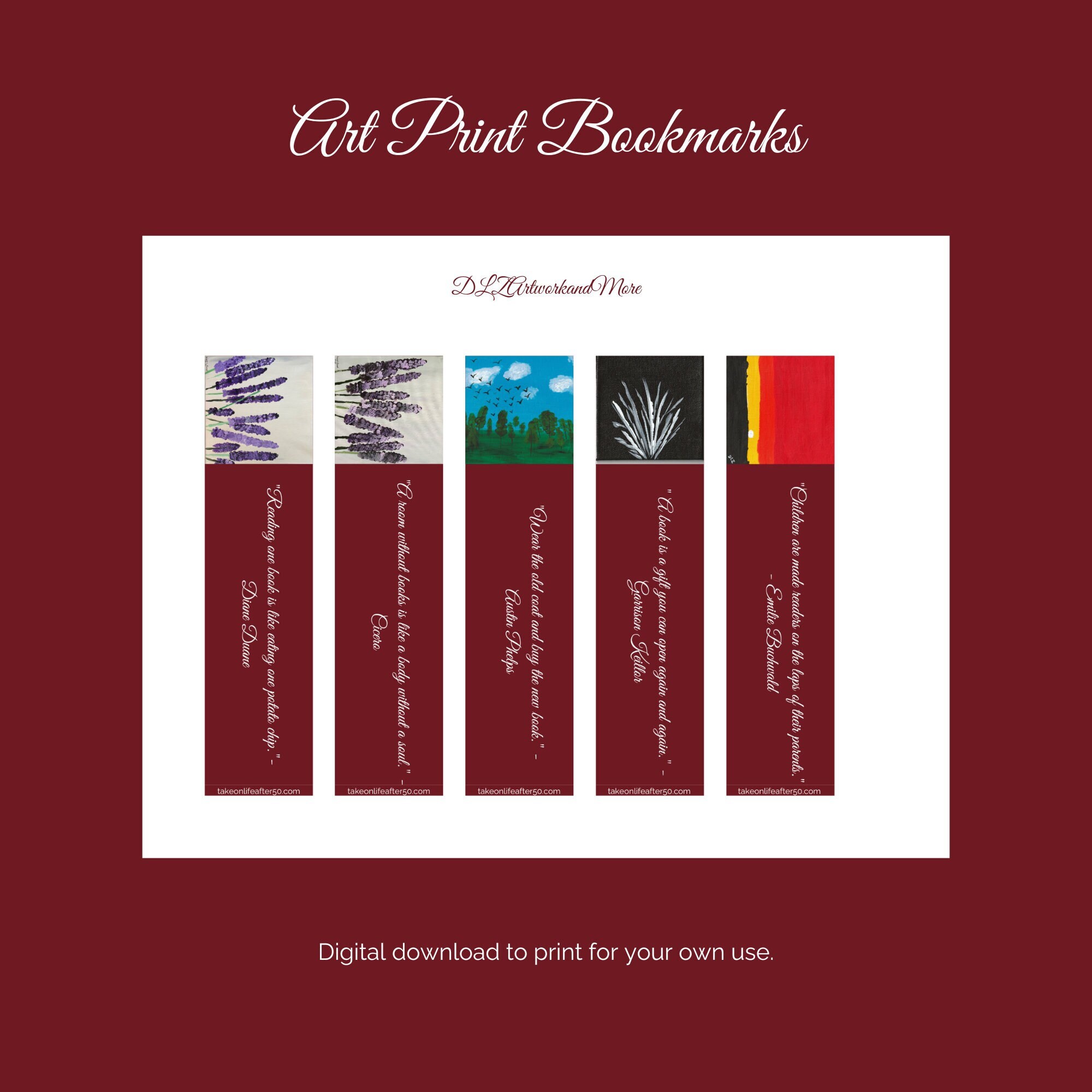 Art Print Bookmarks Printable Bookmarks Reading Quotes - Etsy