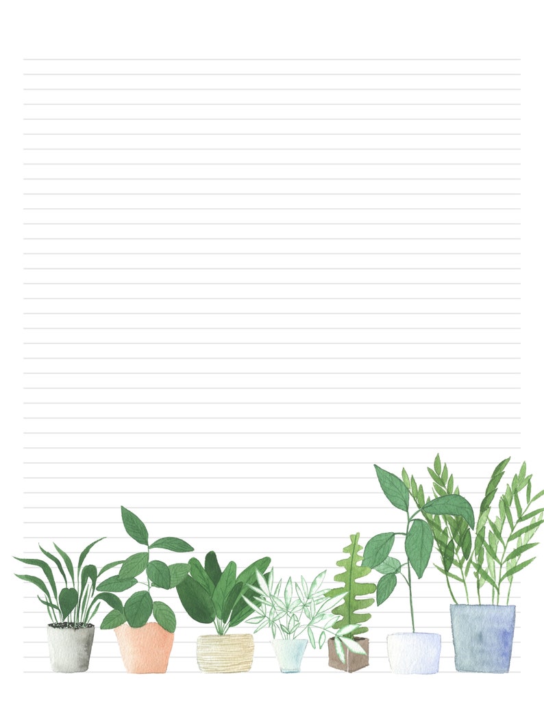 Printable Plant Themed Stationery Letter and Note Size - Etsy