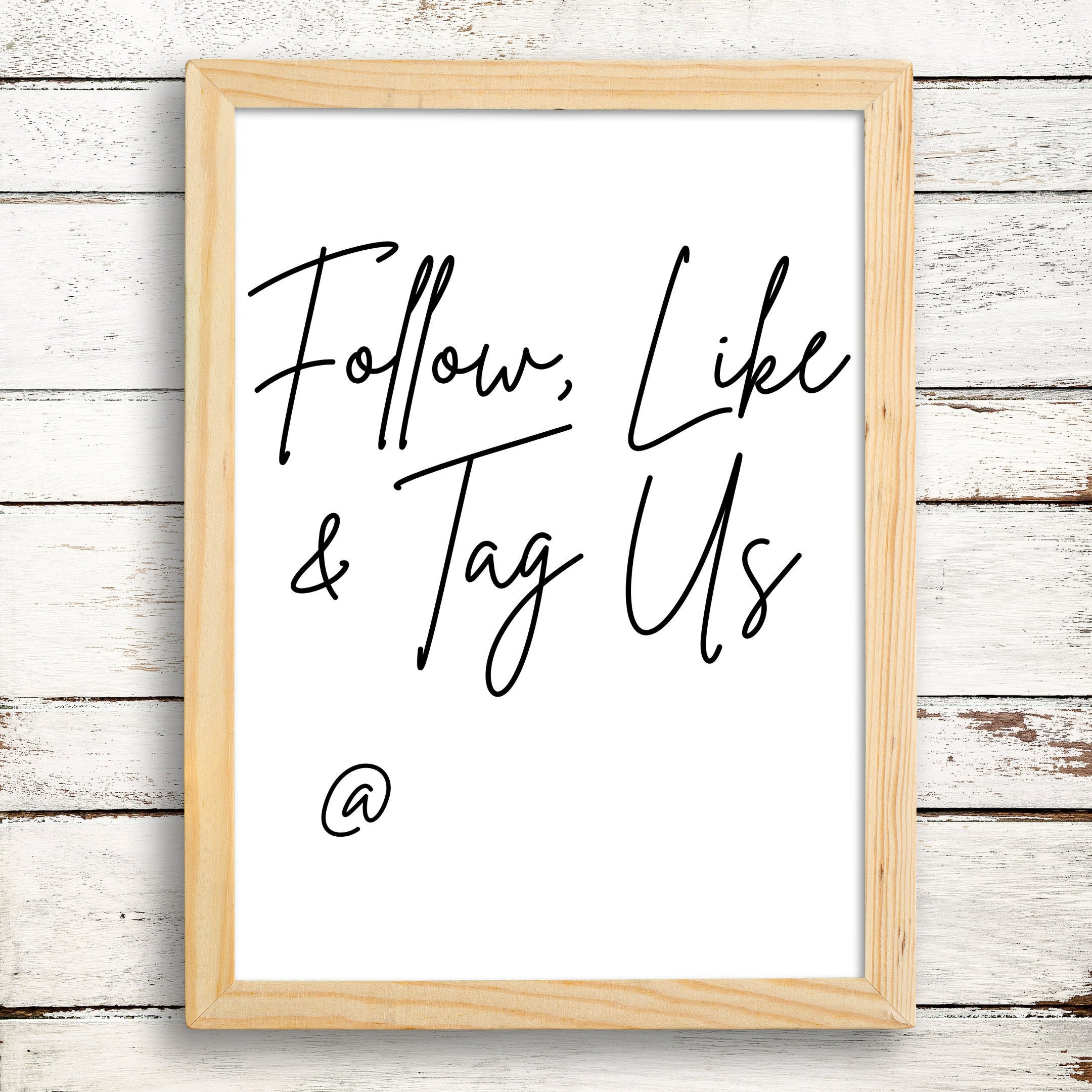 Follow Us Like Us Tag Us Local Sign for Business etc. Instant | Etsy