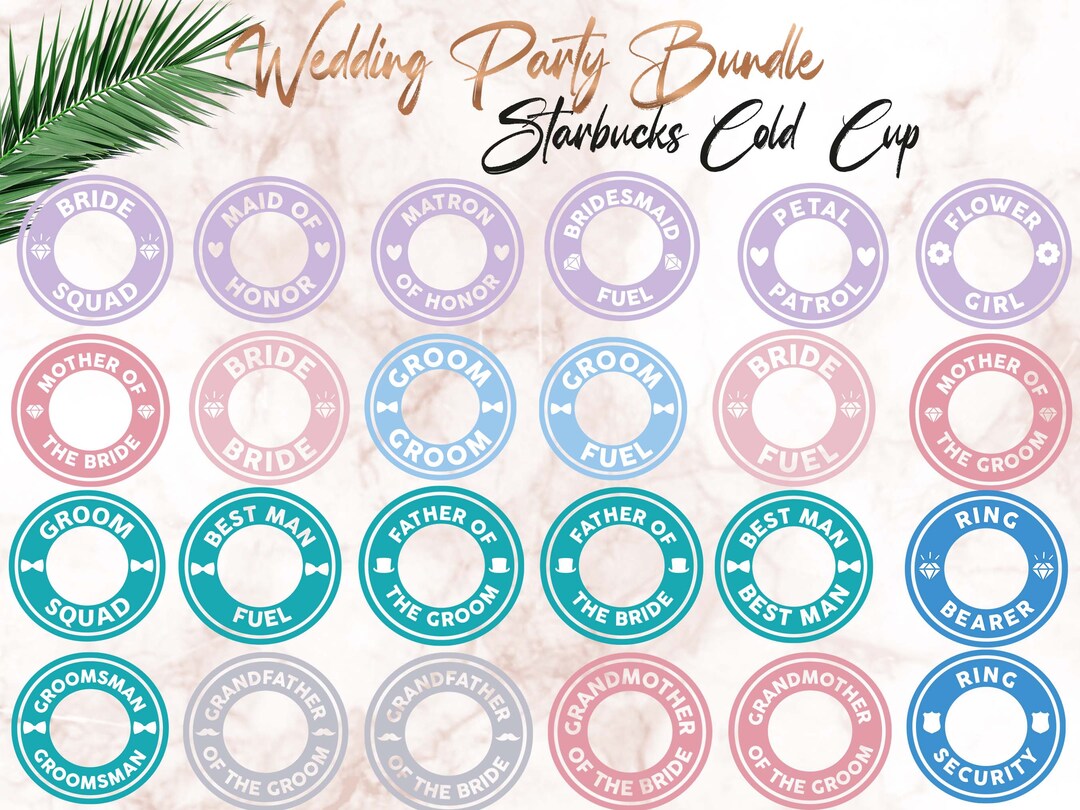 Wedding Svg Bundle 24oz Venti Cold Cup Cutfile, Layered Svg Dxf Png ...