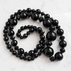 Antique Whitby Jet Beads, Long Black Beads, Whitby Jet Necklace - Etsy