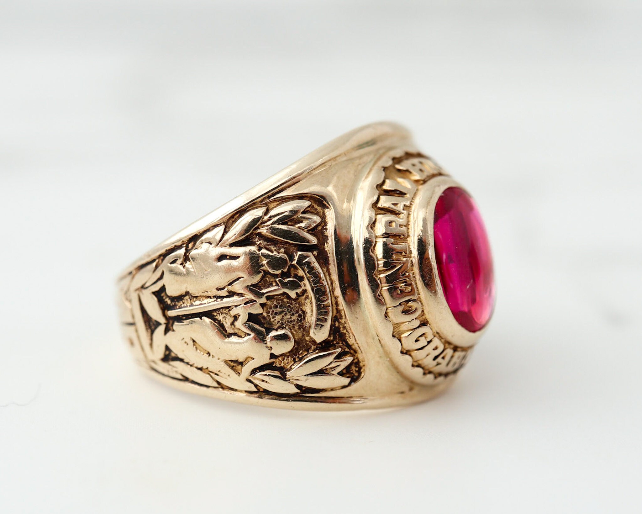 Vintage 10ct Gold American College Ring, Signet Ring for Him, Gold ...