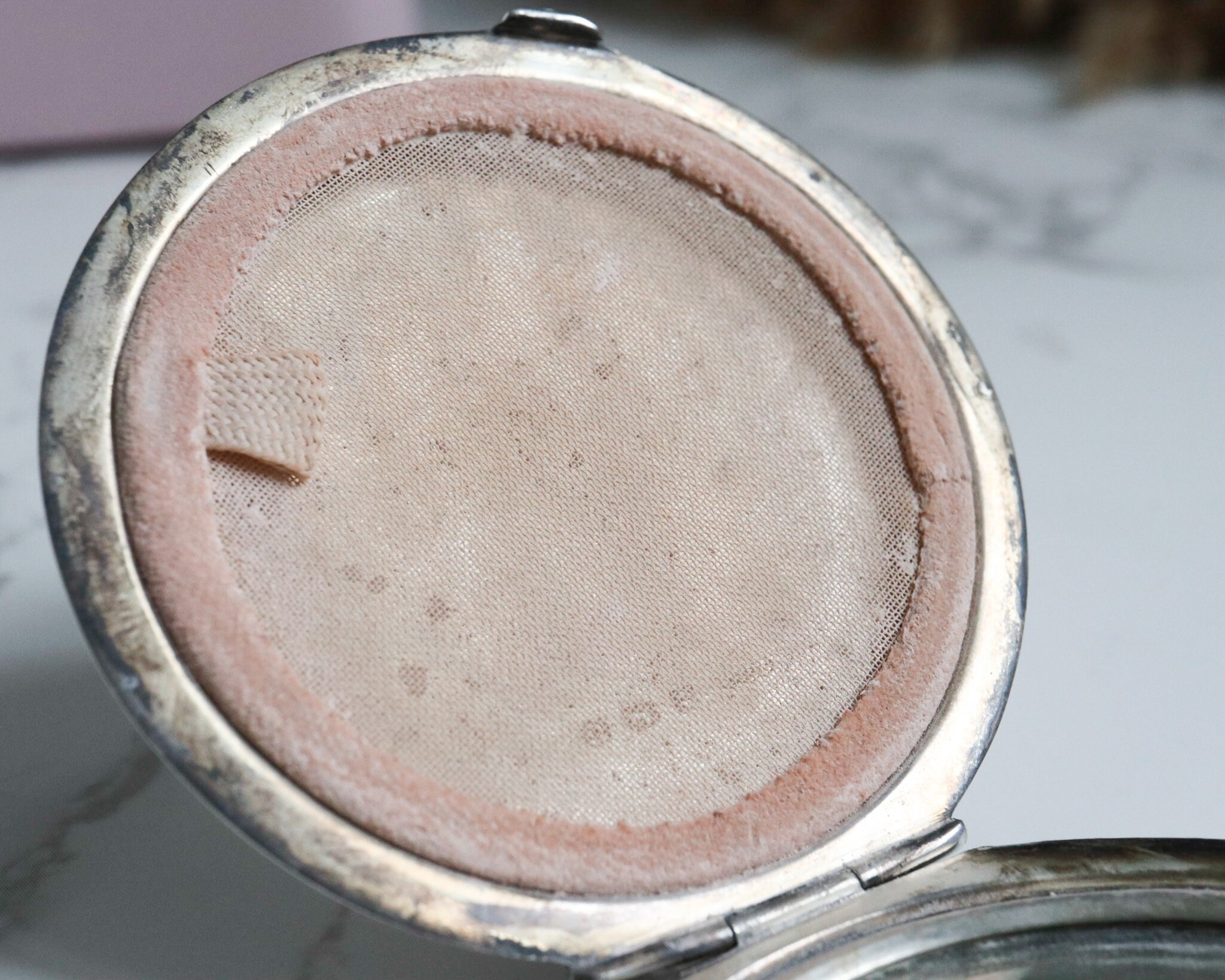 Art Deco Silver Compact, Antique Powder Compact, Enamel Makeup Mirror ...