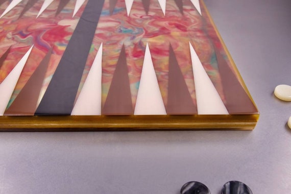 buy on sale Handmade Wood and Resin Color Backgammon Board 16x15.5"