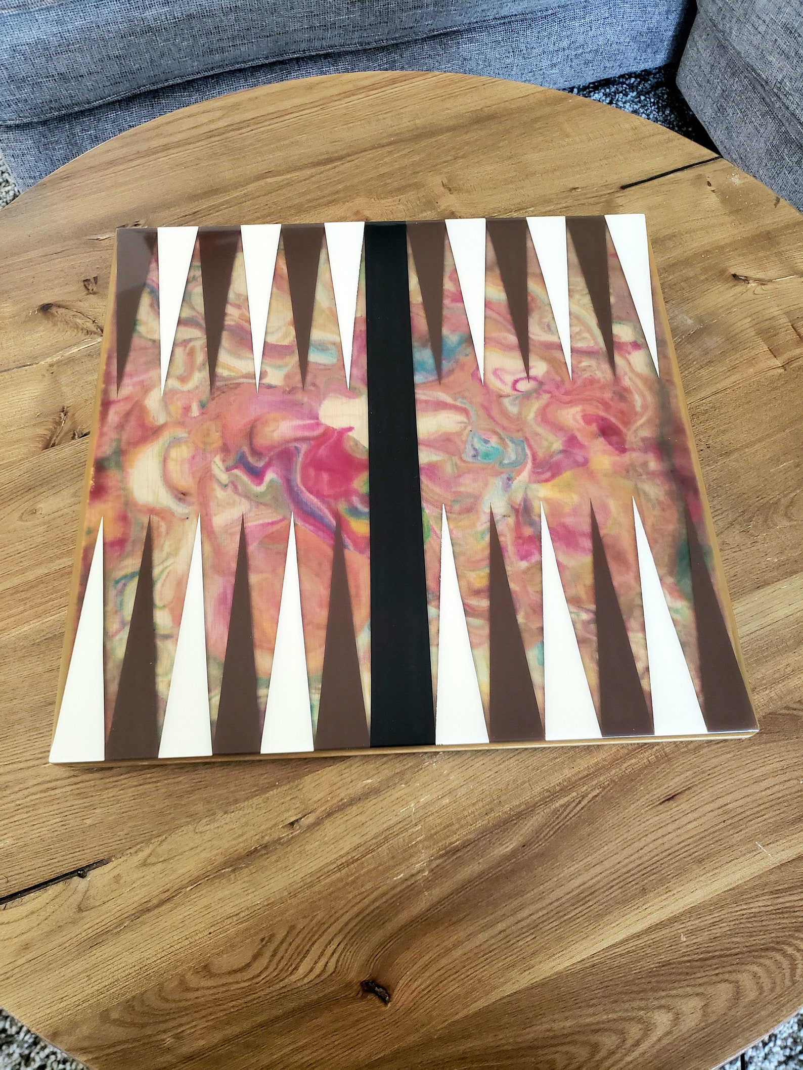 Handmade Wood and Resin Color Backgammon Board 16x15.5" - Etsy
