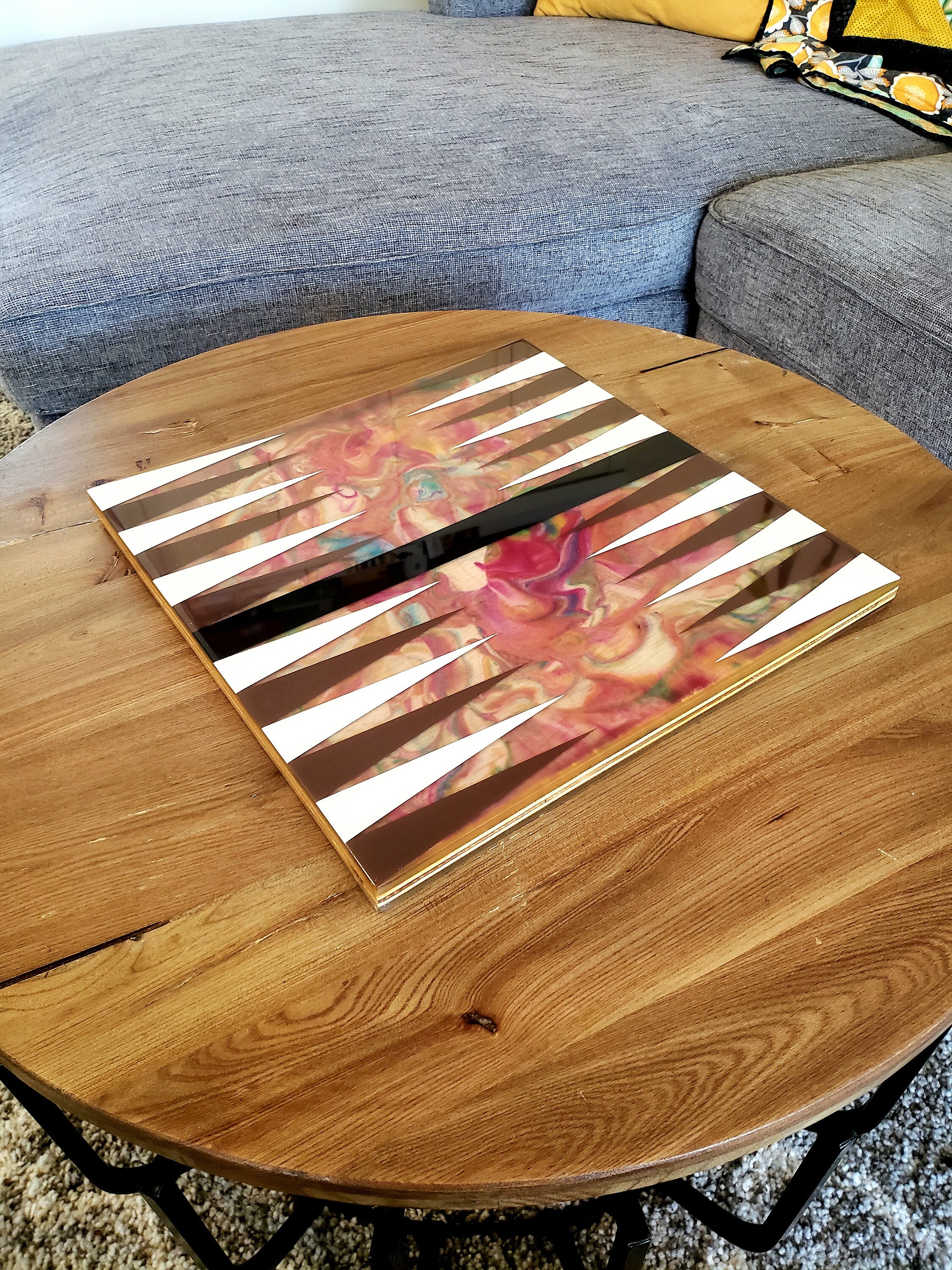 Tablero de backgammon de madera y resina hecho a mano 16x15.5 - Etsy España