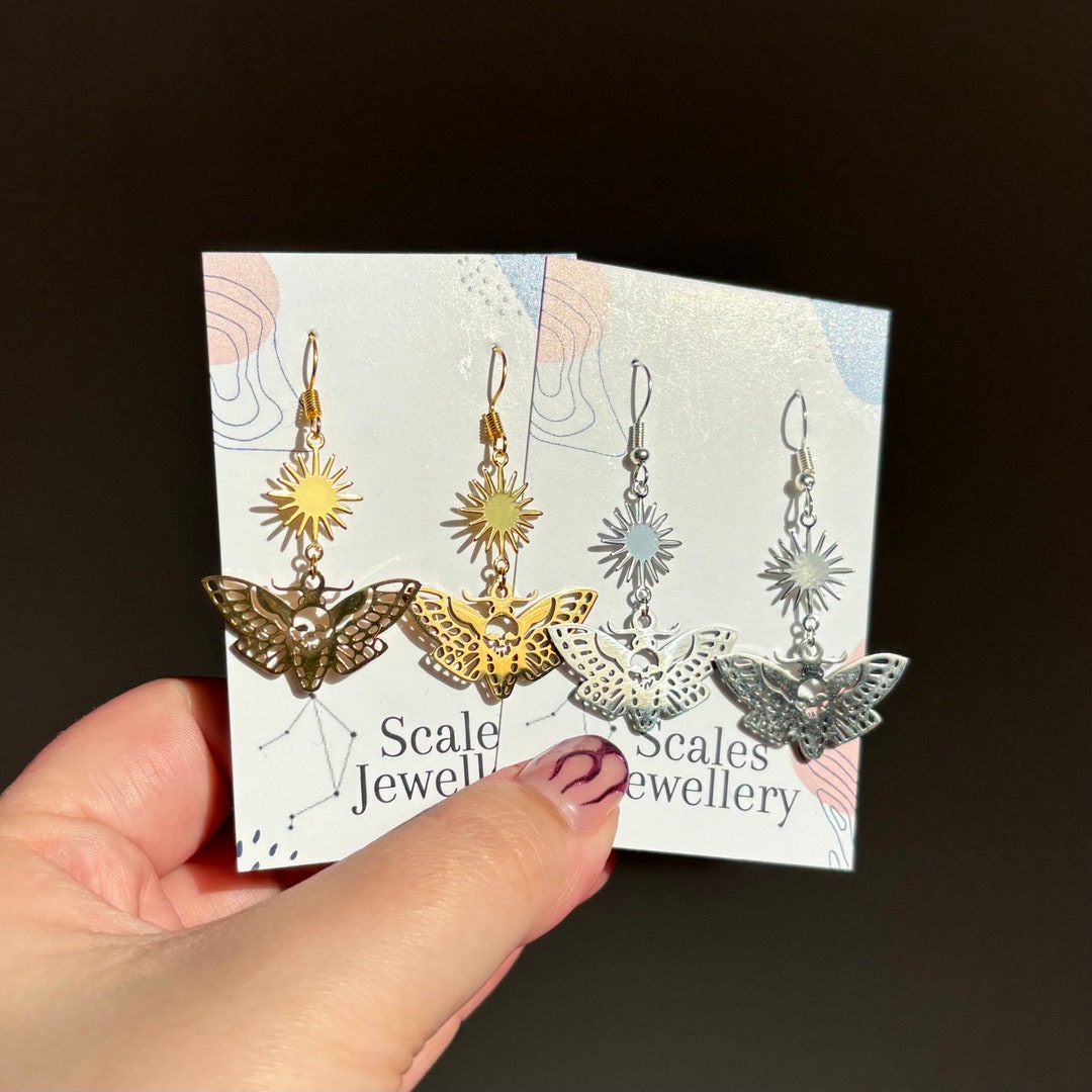 Metal Death Head Moth Earrings/moth Earrings/moth Jewellery/brass ...