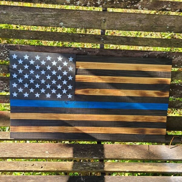 Wooden Thin Blue Line Flag - Etsy