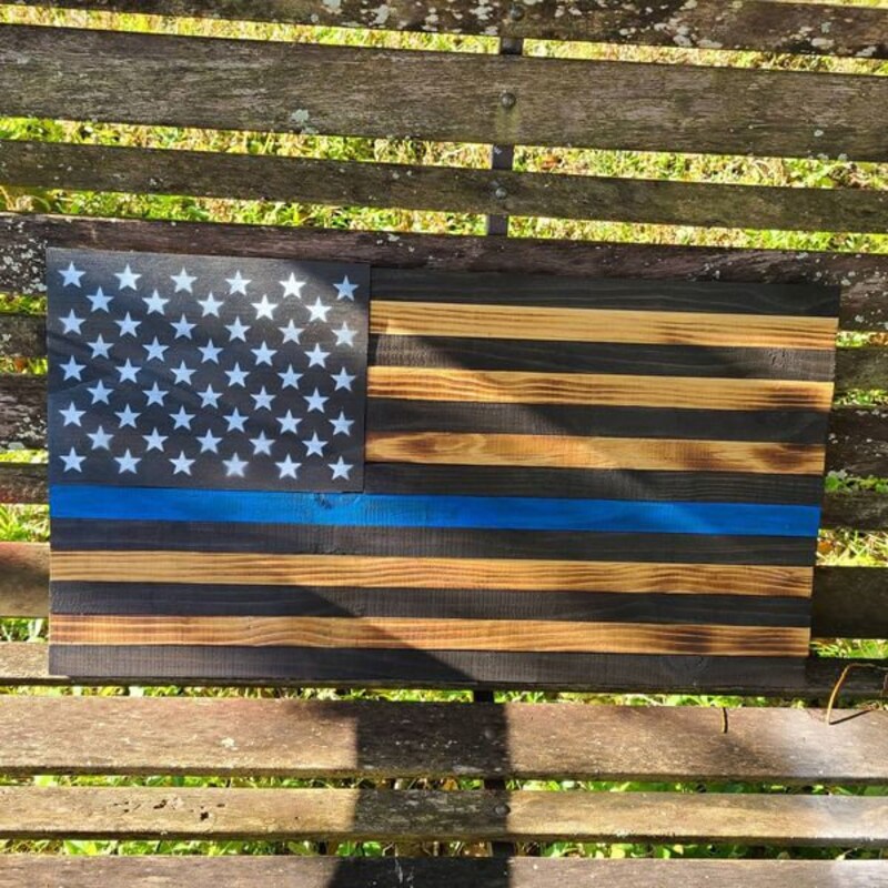 Wooden Thin Blue Line Flag - Etsy