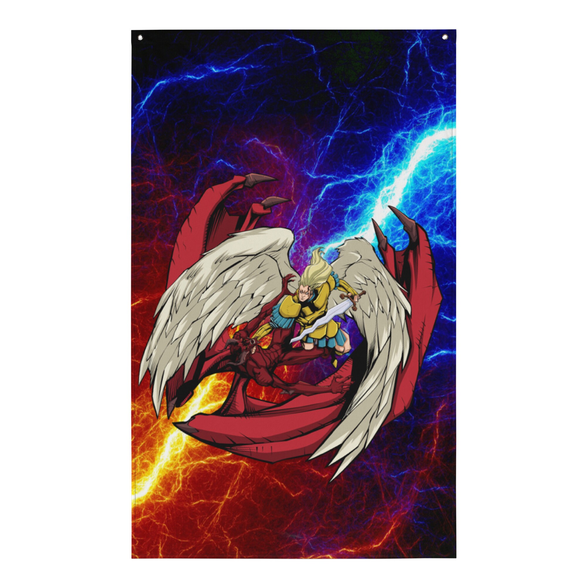 Flag Wall Art Hanging angel & Demon Cosmic Battle - Etsy