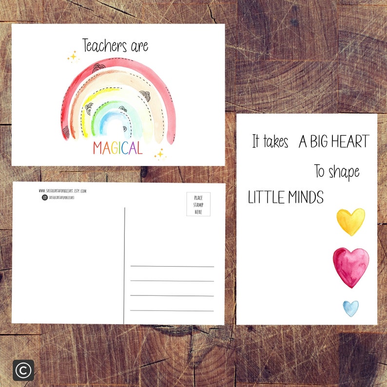 Teacher Appreciation Watercolor Postcards Set, Pack of 8 or 16, Thank ...