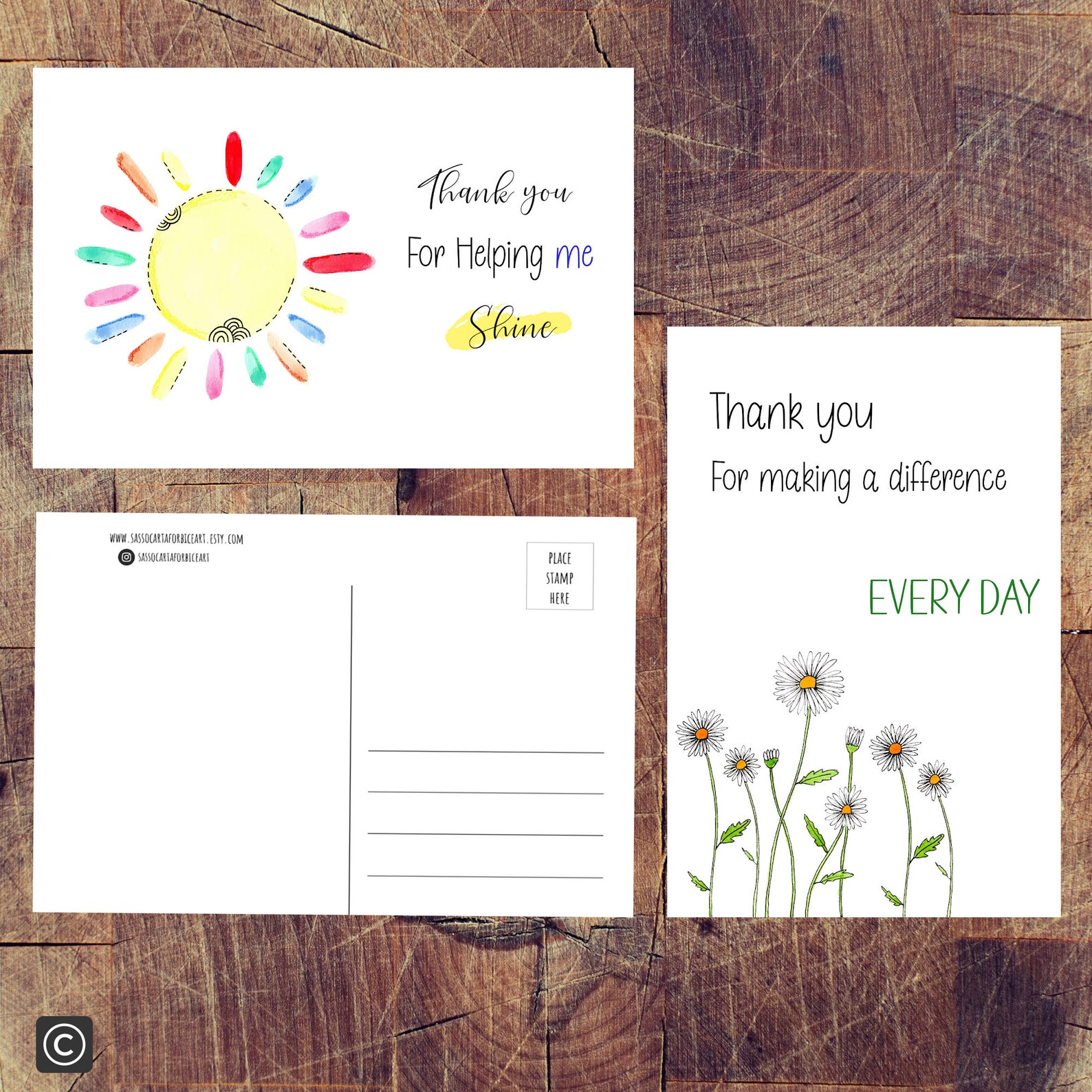 Watercolor Teacher Appreciation Postcards, Thank You Cards, Thank You ...