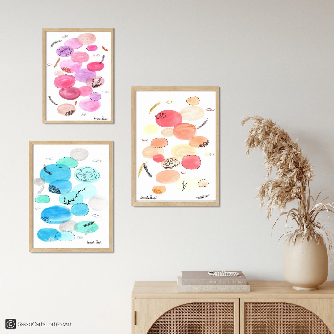 Colorful Ovals Watercolor Print Set, Gallery Wall Art - Etsy