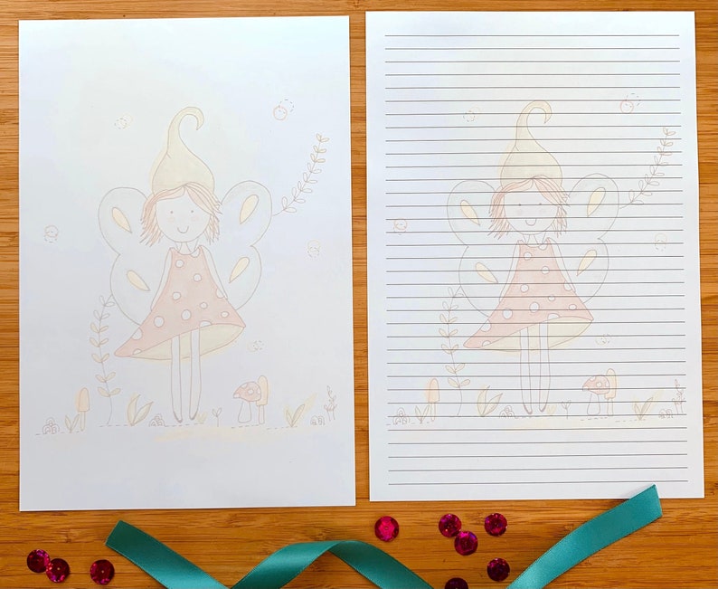 Watercolor Fairy Stationery Set, Kids Writing Paper, Notepad, Dreamlike ...