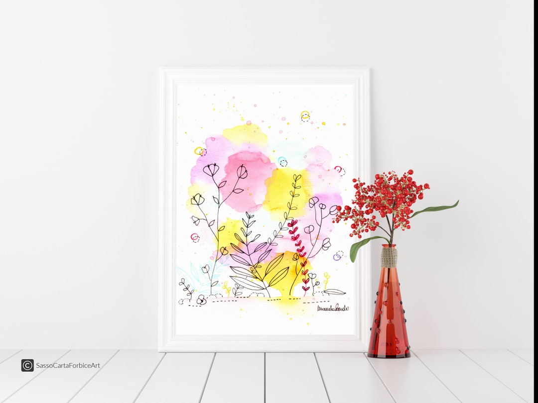 Pastel Colors Print, Watercolor Background Flowers, Botanical Art ...