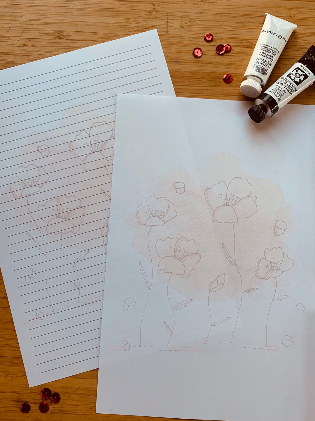 Red Poppies Letter Writing Set With Envelopes, Stationery Set for Women ...