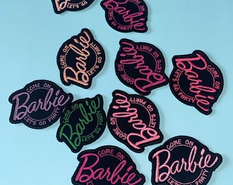 IRON ON Patch-barbie Logo Inspired-iron on Patches-glitter-embroidered ...