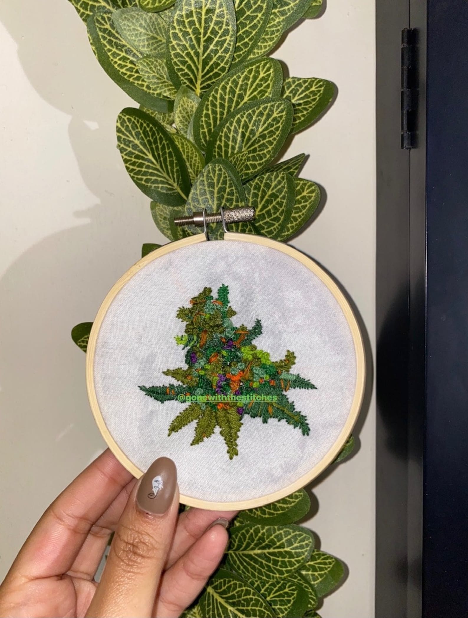 Cannabis Bud Hand Embroidery Cannabis Embroidery Marijuanna Wall Art ...