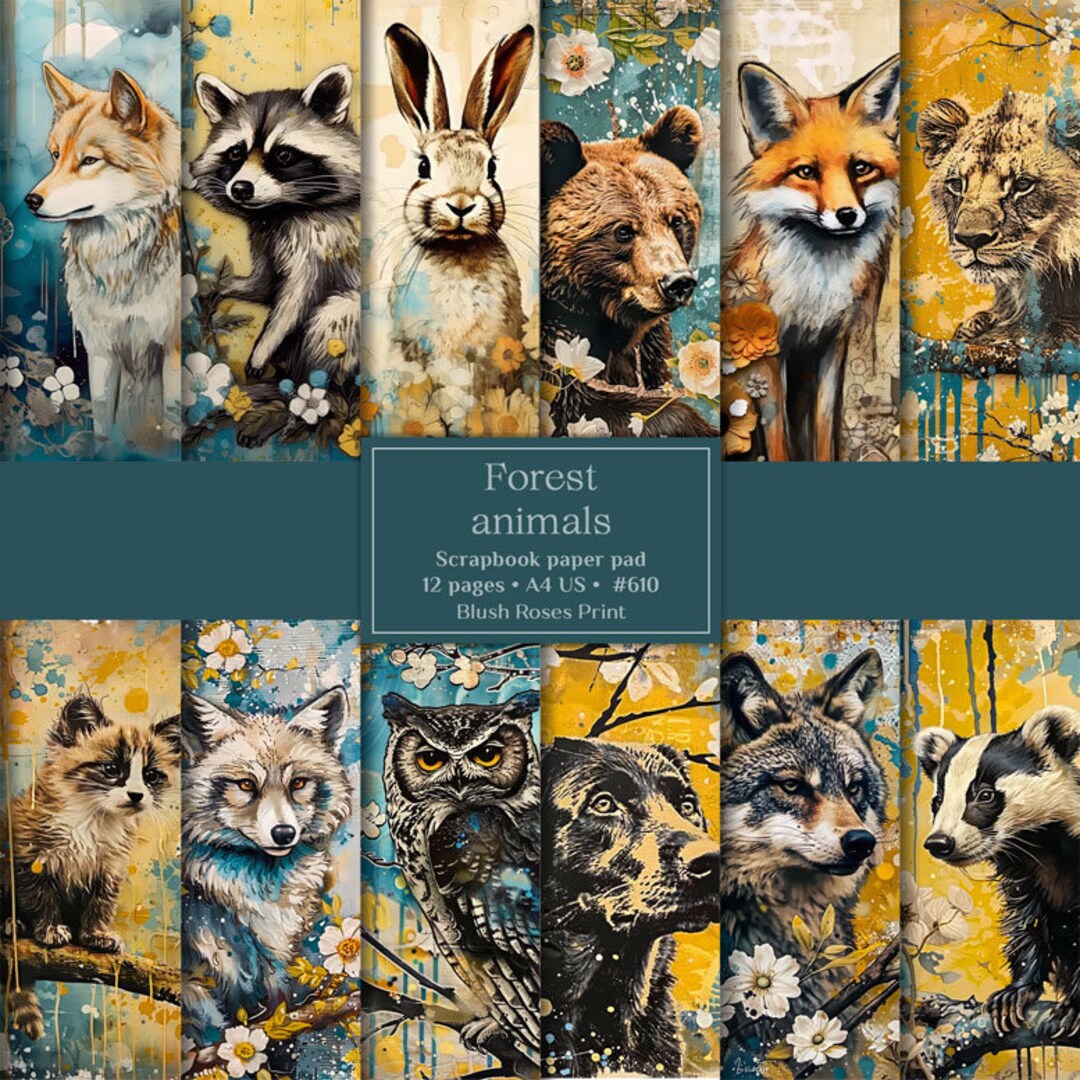 Watercolor Cute Woodland Animals Digital Papers, Cute Forest Animals ...