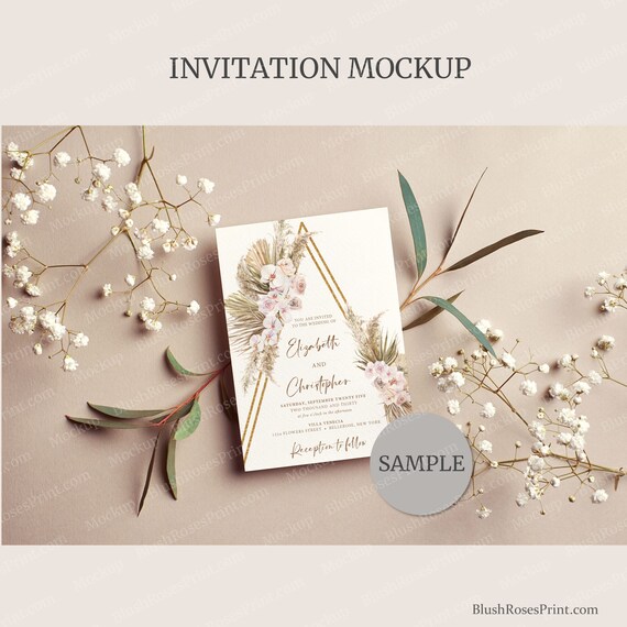 Boho Greeting Card Mock up PSD Digital Mock-up MM7 Boho Greenery 5x7 ...