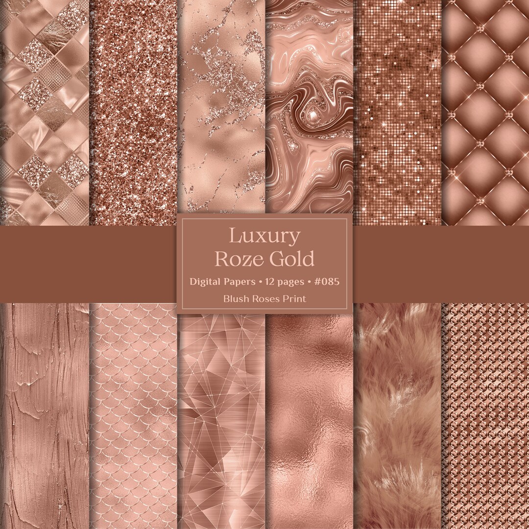 Basic Rose Gold Digital Papers, Luxury Rose Gold Glitter Patterns ...
