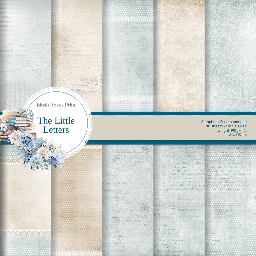 Basic Dusty Blue Digital Paper, Rustic Card Making Paper Pad, Blue and ...